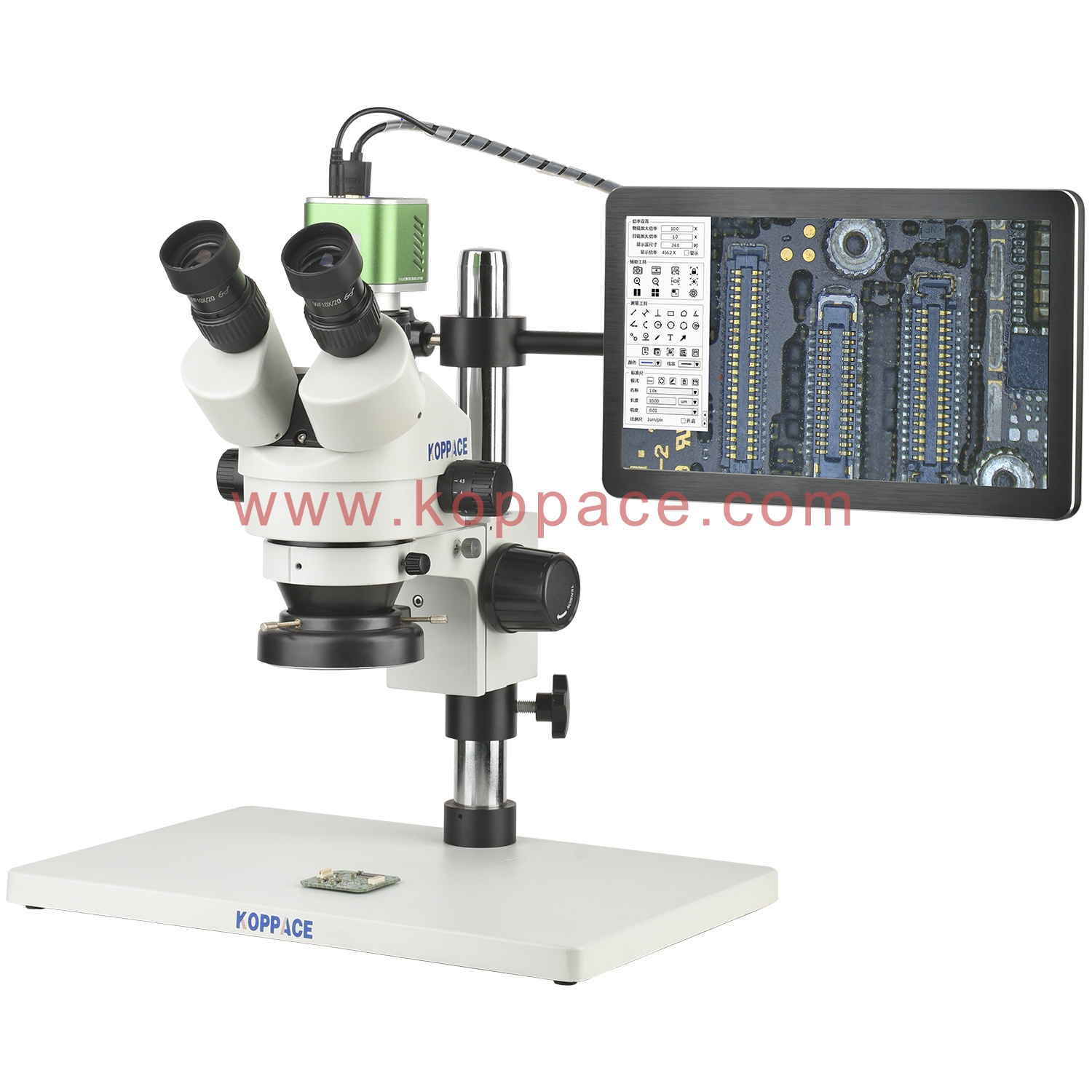 KOPPACE 3.5X-180X三目立体电子显微镜 4K高清相机 13.3寸高清显示器